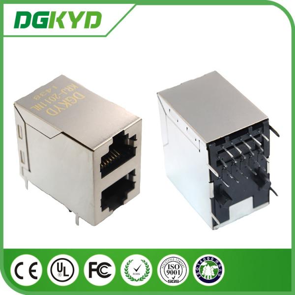 Quality KRJ - 2011NL 2x1 stacked dual port rj45 connector 10P8C gigabit ethernet for sale