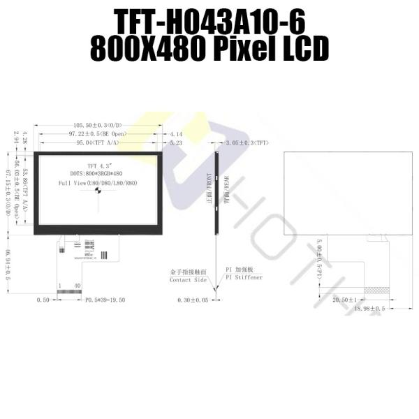 Quality 4.3 inch 800x480 TFT LCD Display Module With RGB Interface for sale