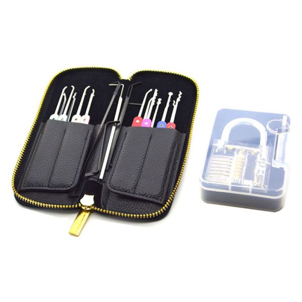 Quality Combination Practice Padlock Set Stainless Steel 22pcs Auto Lock Pick Kit Set Transparent practice padlock pick set for sale