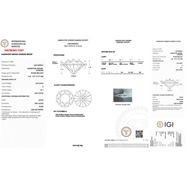 Quality 1.0CT D VS1 VG HPHT Lab Grown Diamond Round Cut For Jewelry Production for sale