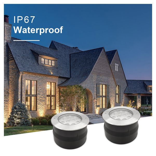 Quality IP67 LED Underground Light 12W 24W 36W DIA185MM RGB3in1 3000K Warm White For Garden Park Plaza for sale