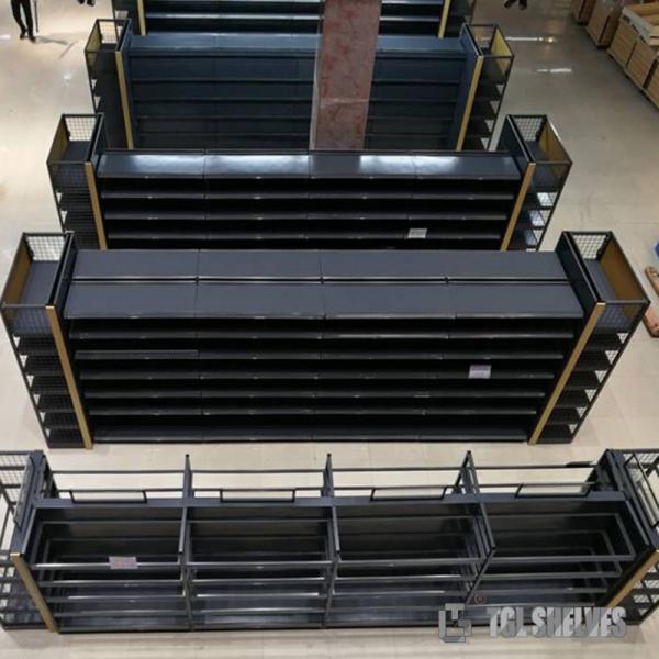 Quality Multi Layers Metal Gondola Shelving , Double Sided Gondola Shelving CE for sale