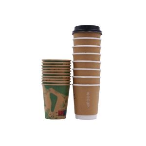 Quality Kraft Recyclable Paper Cups Personalised Takeaway Coffee Cups OEM Brown for sale