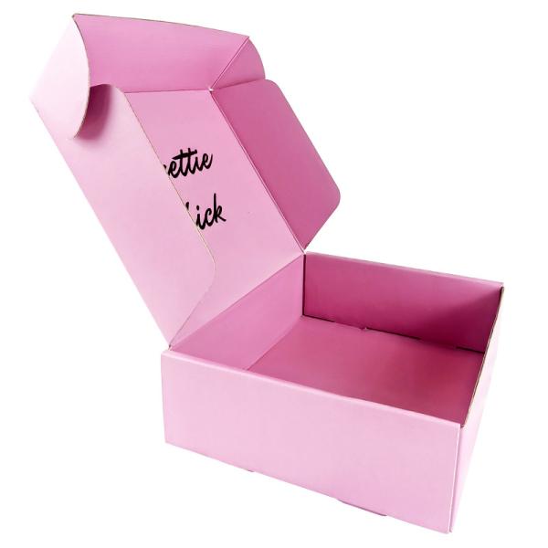 Quality Flat Cardboard Custom Mailer Boxes Printed Pink for sale