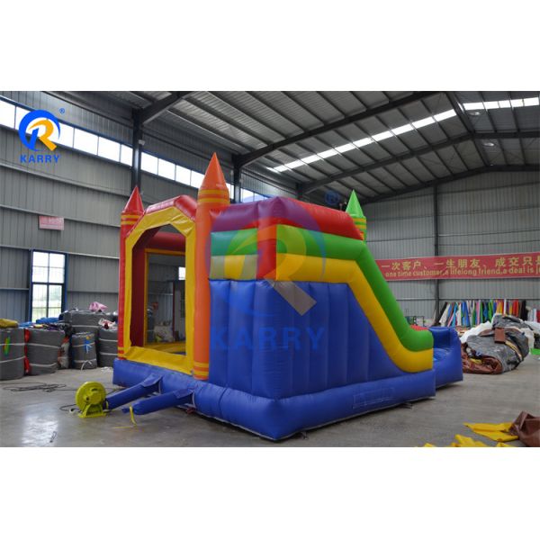 Quality Blower-Equipped Inflatable Crayon Bounce House with Side Slide and Customizable for sale