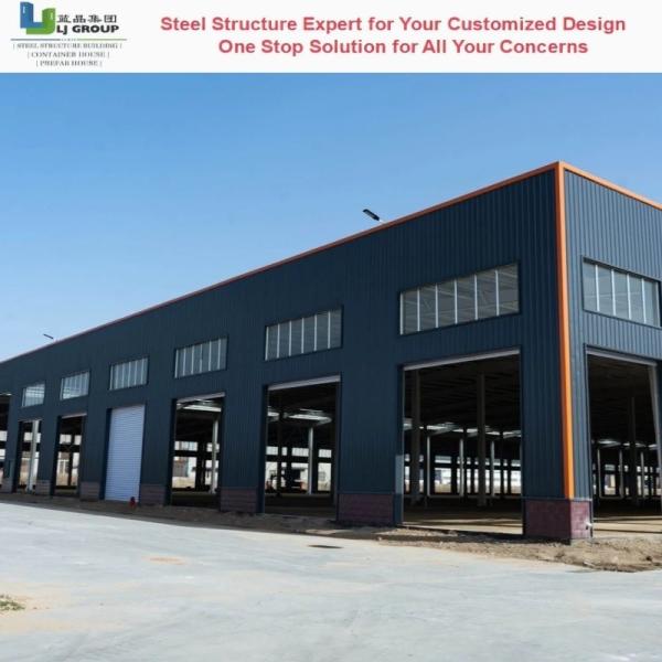Quality Truss Structure Steel Pre Engineered Buildings PVC Window Roll Up Door for sale