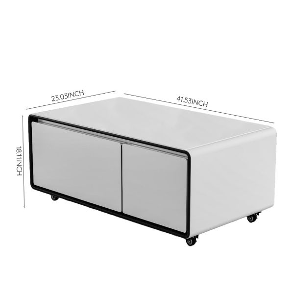 Quality Wireless Charging Modern Smart Coffee Table with Refrigerator and Tempered Glass for sale