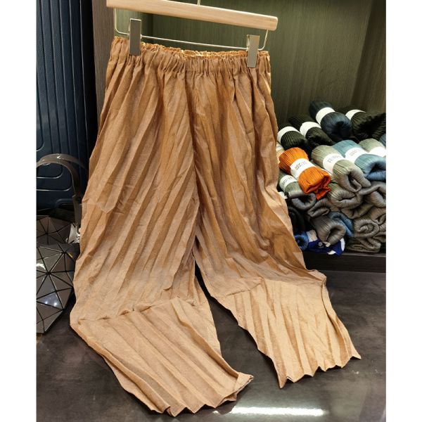 Quality 100% Polyester Pleated Loose Pleated Cropped Pants Loose and Versatile for sale