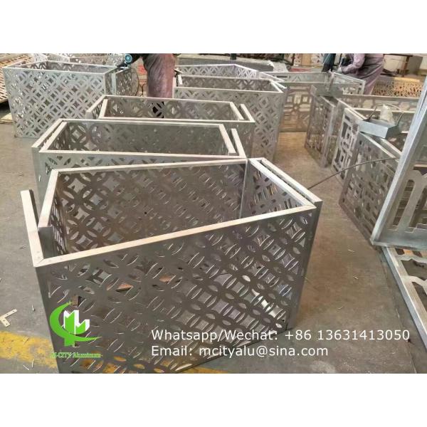 Quality 2.5mm Thickness Powder Coated Aluminum AC Cover with Custom CNC Patterns for Facade Decoration for sale