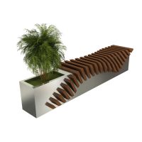 Quality EN840 Certificate 140cm Stainless Steel Wooden Planter Bench Seat for sale