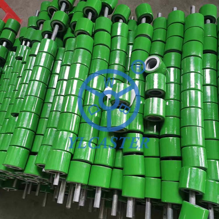 Green iron polyurethane pallet truck wheels in bulk 80x70-YLcaster
