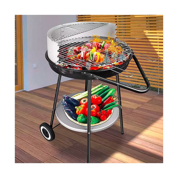 20 Inch Round Charcoal Bbq Grill With Smoker Simple Camping Barbecue ...