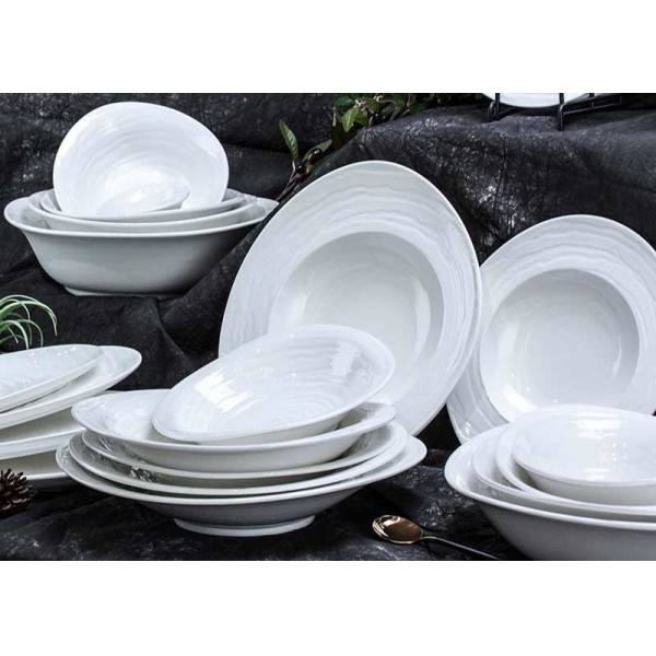 Quality Swirl Emboss 16pc Dinner Set Irregular For Wedding Party for sale
