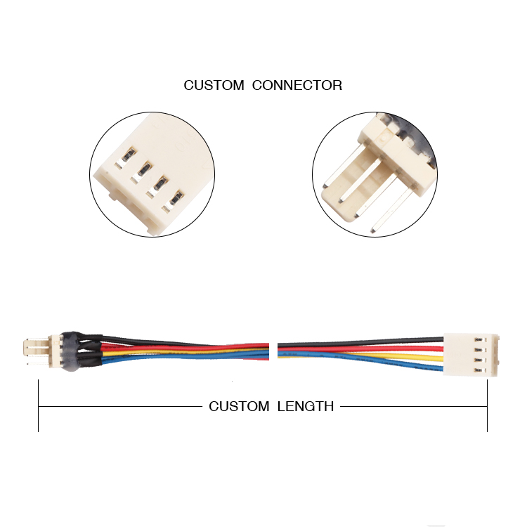 JST JH 2.5mm 4 Pin Molex 4 Wire Fan Y Cable Assembly lvds 4 pin connector cable from China Factory