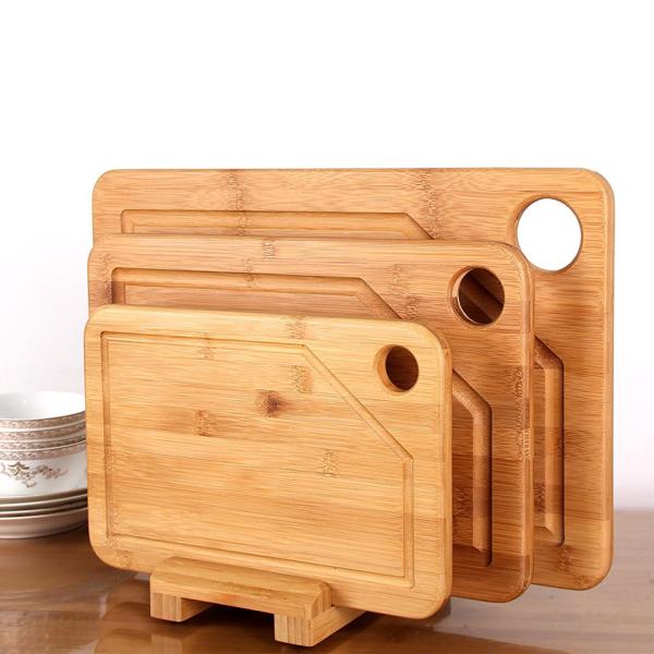 Quality 3PCS Bamboo Butcher Block Chopping Board Set 28x2cm 33x22cm 22x15cm for sale