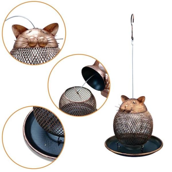 Quality Classical Punch Press Stamping All Metal Bird Feeder Bronze Colored for sale