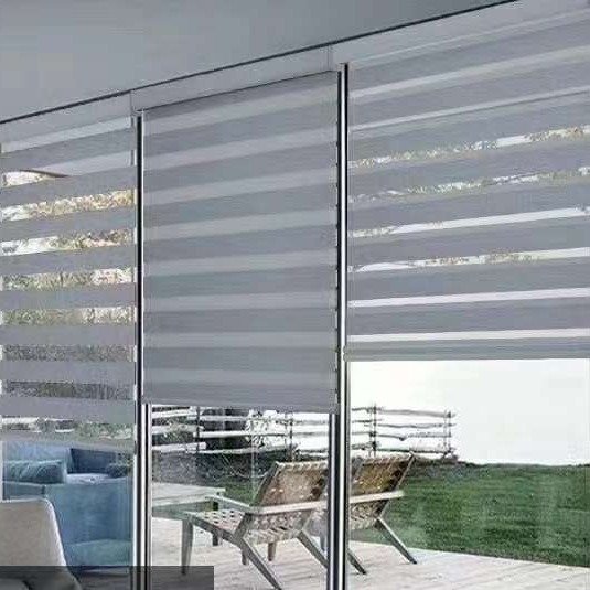 Quality Stepless Light & Privacy Control bedroom windowsiles office double velvet zebra blinds for sale