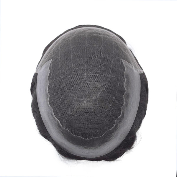 Quality Medium Density Real Hair Systems Natural Black Men Hair Toupee for sale