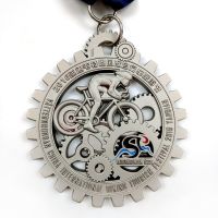 Quality Custom Hollow Out Personalised Cycling Medals With Matt Nickel Plating for sale