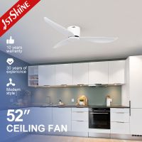 Quality White Modern Flush Mount Ceiling Fan , DC Motor Kitchen Fan Light for sale