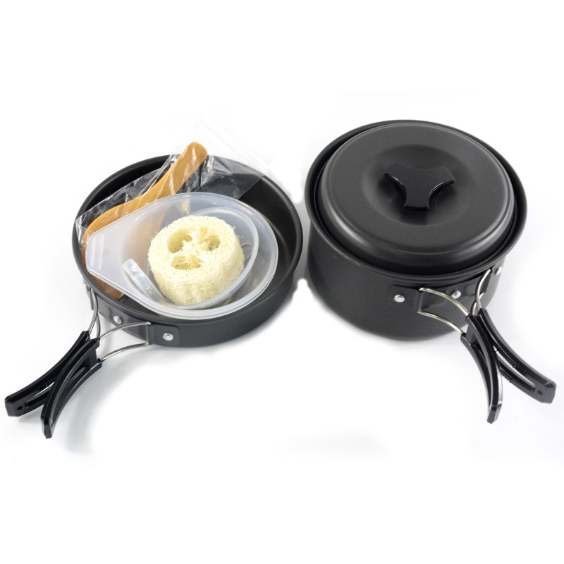 Outdoor Aluminum Non Stick Cookware Set Portable Camping Cooking Pot