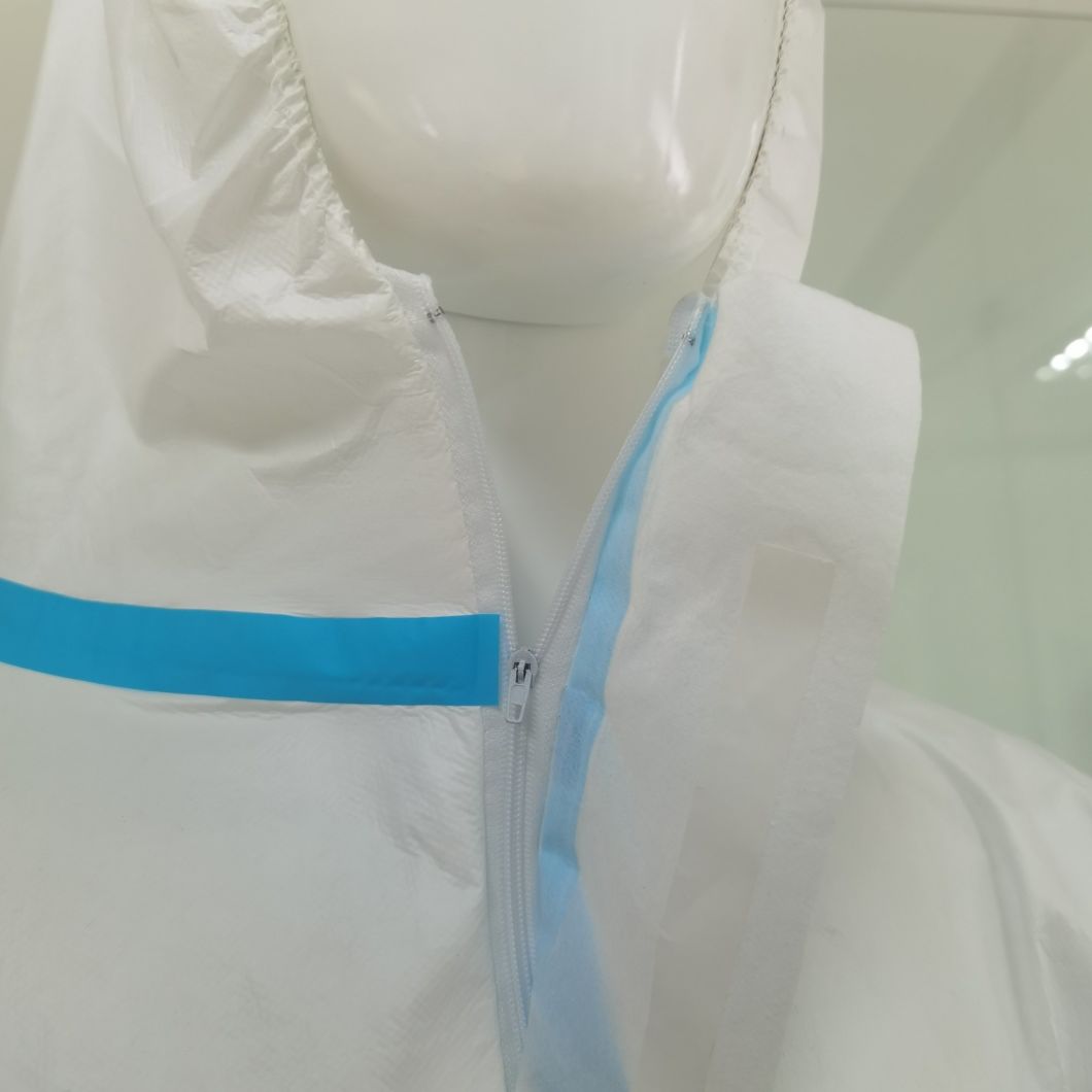 CE Type 4/5/6 Disposable Microporous White Protective Hooded Coverall