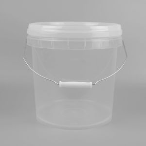 Quality 10L Transparent Plastic Bucket with Lid, 25cm Top Diameter for sale