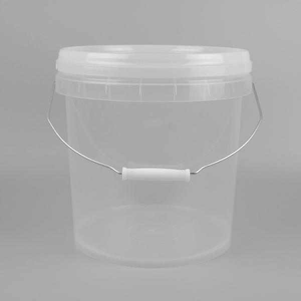 Quality 10L Transparent Plastic Bucket with Lid, 25cm Top Diameter for sale