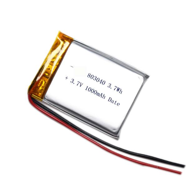 Quality IEC62133 UL Approved 803040 Li Polymer Battery 3.7v 1000mAh for sale