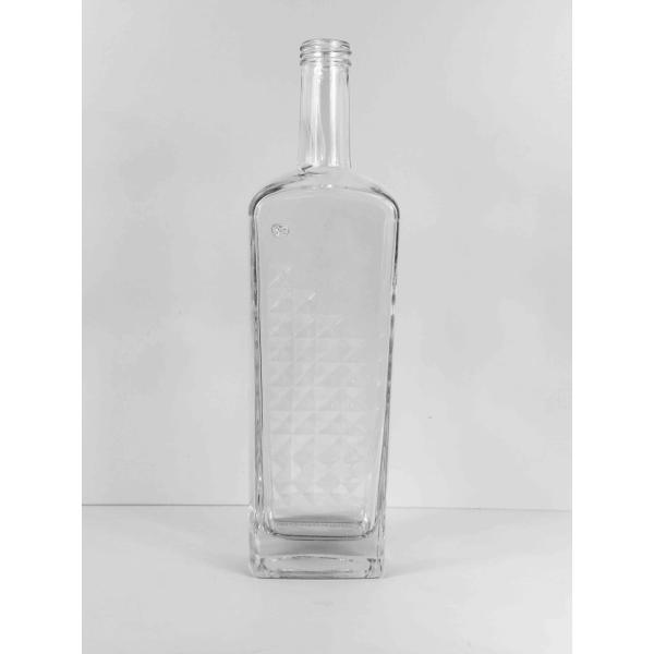 Quality 750 ml Clear Glass Long Neck Rectangular Michigan Liquor Bottle 21.5 mm Bar Top Neck Finish for sale