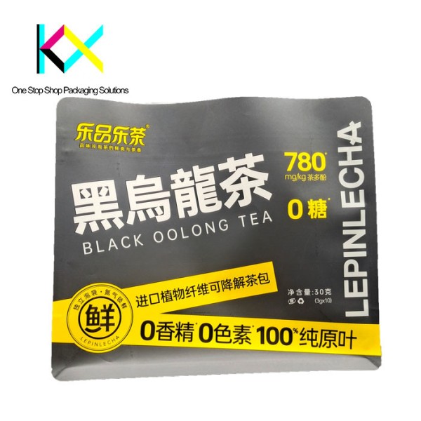 Quality 140um Tea Paper Packaging Bag Flat Bottom Pouch With Zipper Tear Notch for sale