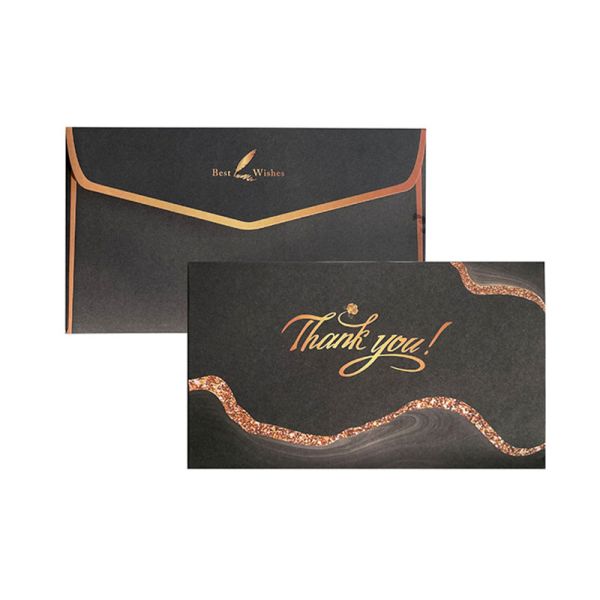 Quality 5x5 CMYK Printing Embossed Paper Gift Card Envelopes With Gold Stamping Logo for sale