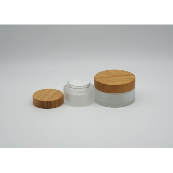 Quality Natural Bamboo Cream 30g Luxury Glass Cosmetic Jars for sale