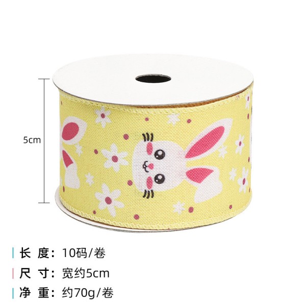 Quality Egg And Rabbit Easter Wired Ribbon 50mm 5cm Easter Bunny Ribbon for sale