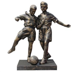 Quality Garden Decorative Metal Sculpture Bronze Football Boy Statue for sale