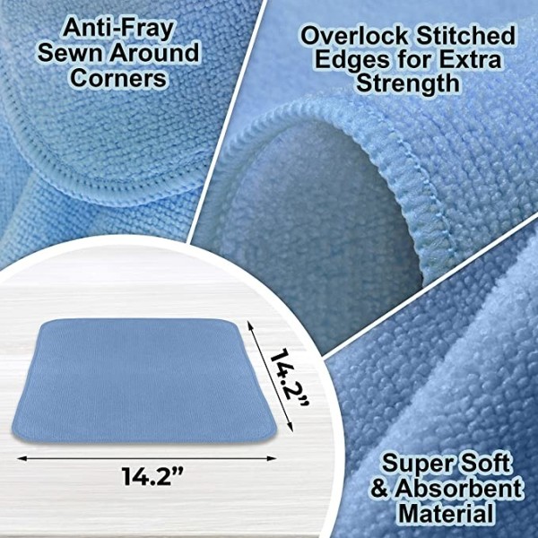 Quality Super Soft Absorbent 14.2''X14.2'' Blue Microfiber Towels for sale