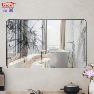 Quality Large Aluminum Art Gold Frame Mirror for Bathroom Decoration Wall Hanging Mirror for sale