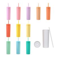 Quality 16oz Capacity Custom Double Wall Tumblers with Lid and Straw Made of PP Plastic for sale