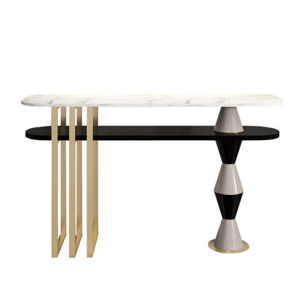 Quality Satin Finish Wood And Marble Console Table Brass Gold Custom Made for sale