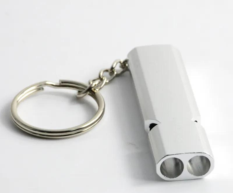 Outdoor Portable Emergency Survival Whistle Double Tube High Frequency Aluminum Camping Rescue Whistle