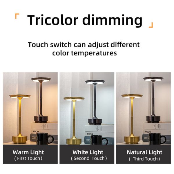 Quality 5v Rechargeable Led Desk Lamp Touch Switch 2000mAh With Three Color Dimming for sale