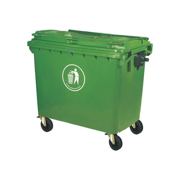 Quality Outdoor Street Garbage Collection 660L Plastic Dust Bin with Locking Lids and Wheels for sale