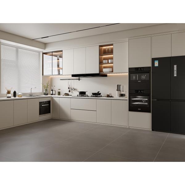 Quality Hotel Latest Modular Kitchen Cabinets With Island Particle Board Plywood 18mm for sale