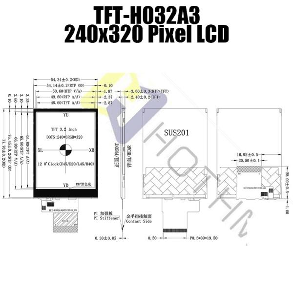 Quality 3.2 Inch TFT LCD Display With Resistive Touch Panel for sale