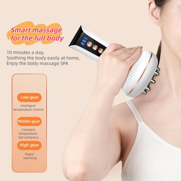 Quality 20 Gear EMS Microcurrent Electric Meridian Brush Infrared Heating Vibration Therapy Massage Device for sale