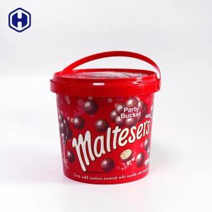 Quality Food Safe IML Bucket 1340ml Colorful Chocolate Biscuits Packing for sale