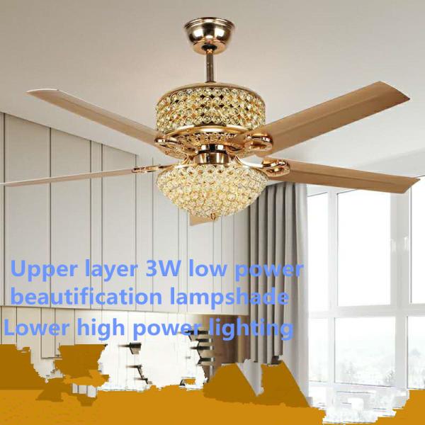 Quality Factory Modern Crystal Ceiling Fan With Light And Remote , 3 Light Ceiling Fan for sale