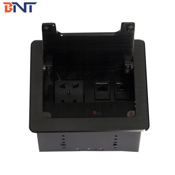 Quality black table flip up socket with brushed flip-open cover used in office room BF400 for sale