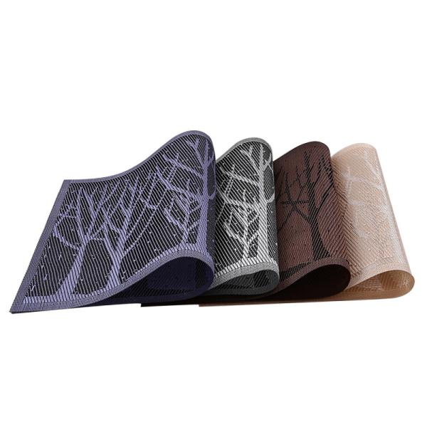 Quality Rectangle Purple Custom Logo Pvc Placemat Table Mats Washable Waterproof for sale