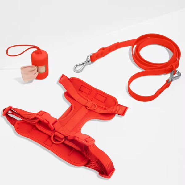 Quality Neoprene Leash Collar Combo Adjustable Soft PVC Red Collar And Leash for sale